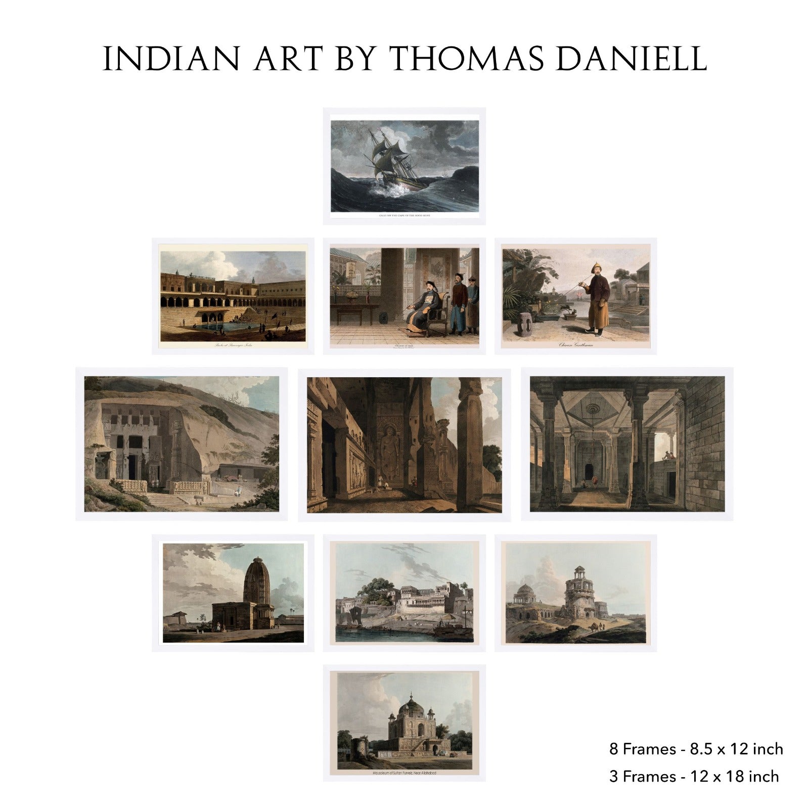 Indian Art by Thomas Daniell Wall Art - Set Of 11 – Wall Decor Company